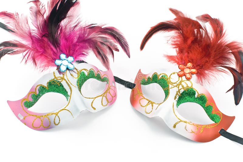 Two Carnival Mask with Feathers and Diamond Stock Image - Image of ...