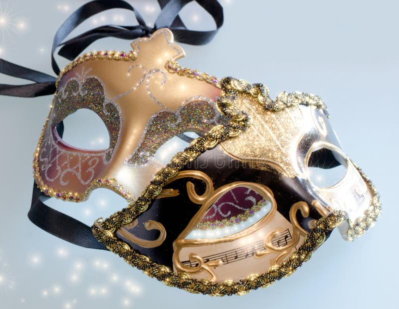 Two Carnival Venetian Mask with Shining Glow of Stars Stock Photo ...