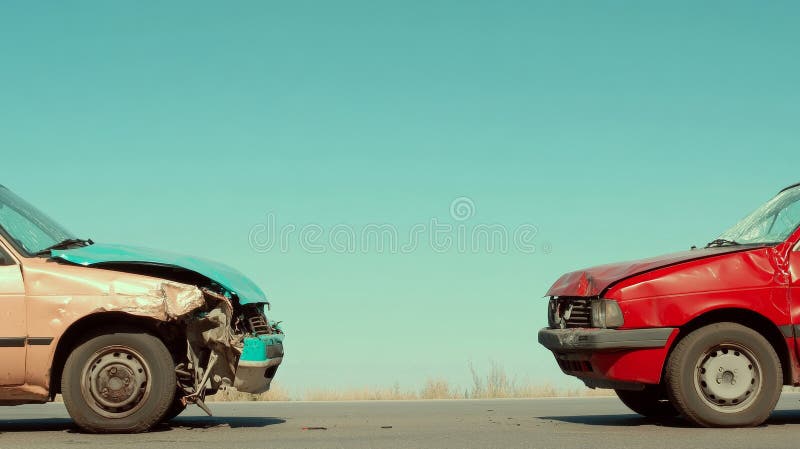 Two Cars Collide at Intersection Showing Significant Damage Against ...