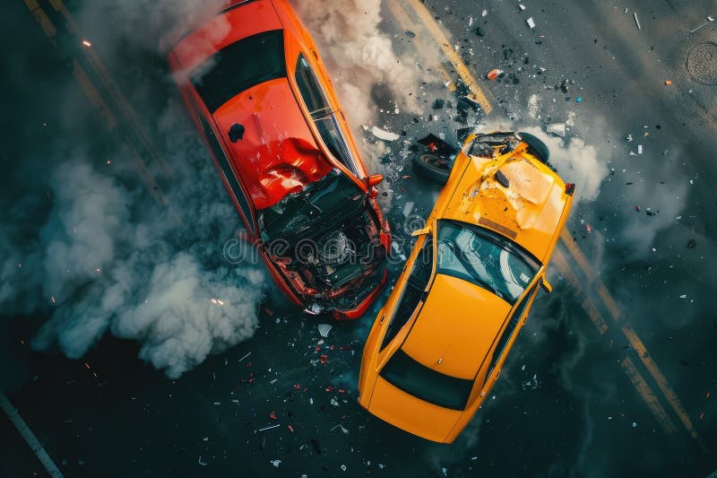 Two Cars Crash in Accident. Top View Stock Illustration - Illustration ...