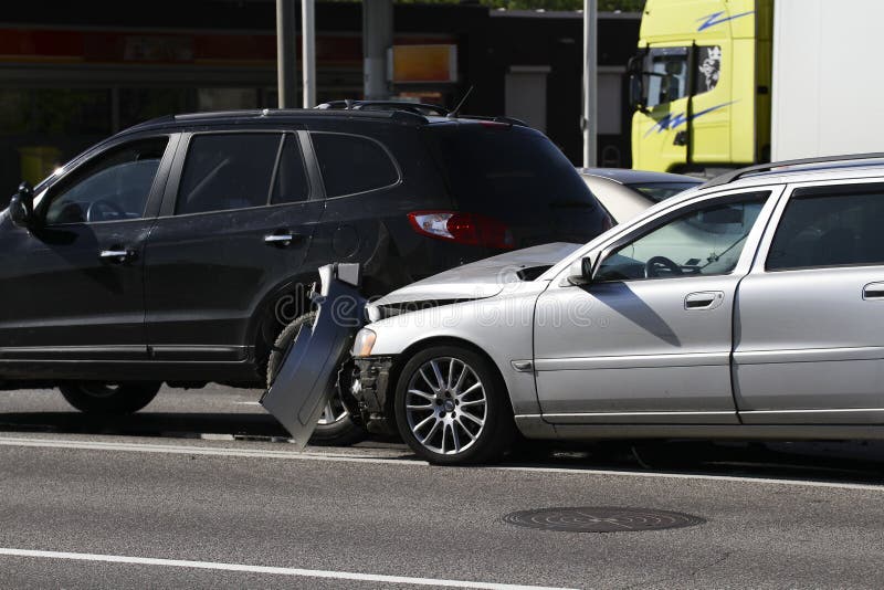 Two Cars Involved in a Collision or Crash Stock Photo - Image of ...