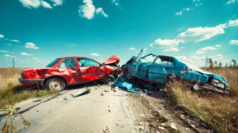 Two Cars on the Side of the Road with Their Front Ends in, after a ...
