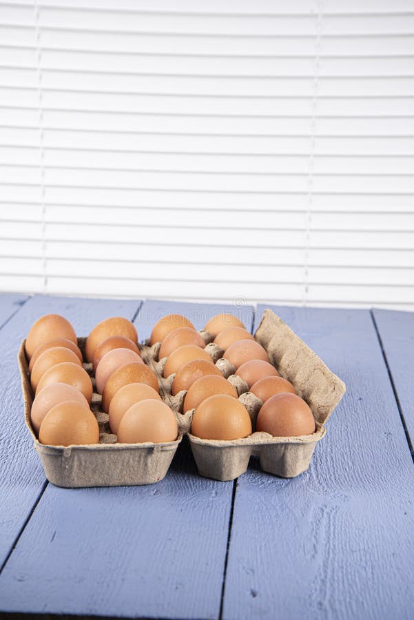 Two Cartons of Brown Chicken Eggs Stock Photo - Image of shell ...