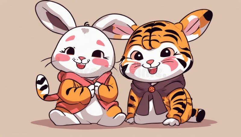 Two Cartoon Animals Wearing Clothes Stock Illustration - Illustration ...