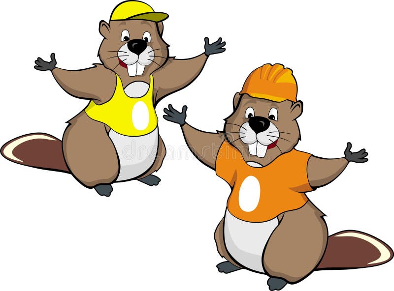 Two cartoon beavers stock illustration. Illustration of protective ...