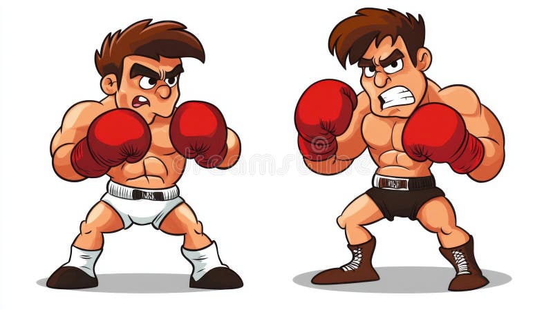 Two Cartoon Boxers Facing Each Other - Generated Using Ai Stock ...