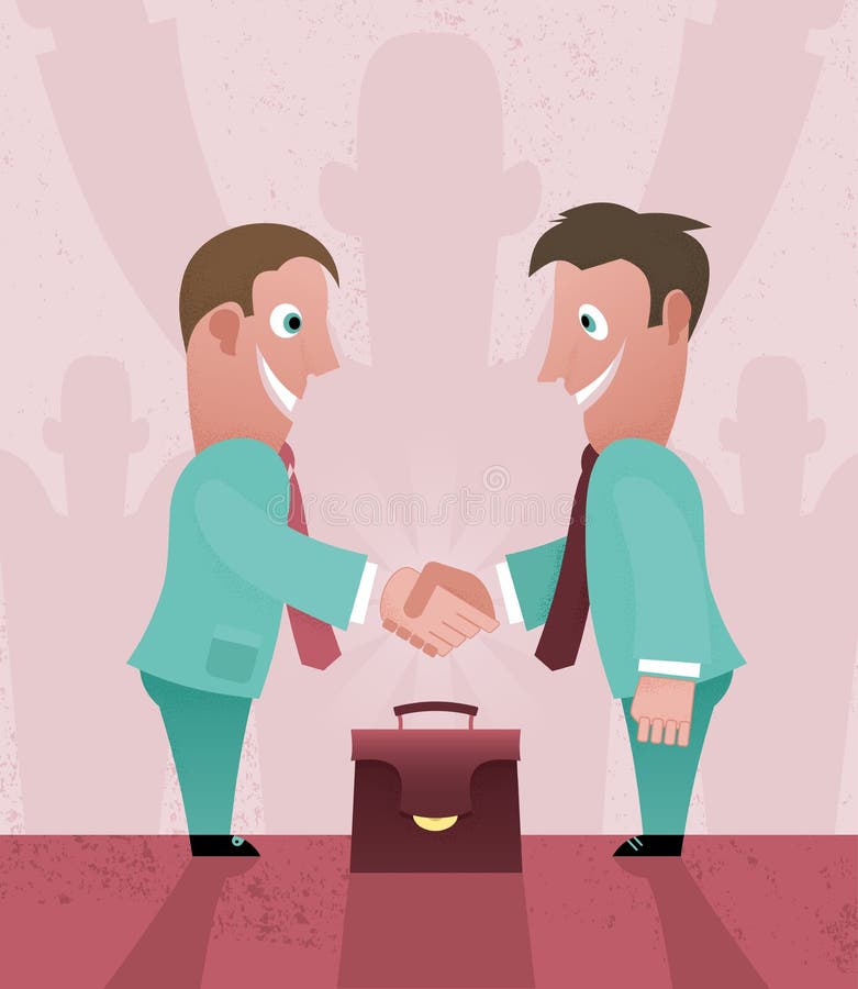 Two Cartoon Businessmen Handshaking Stock Vector - Illustration of ...