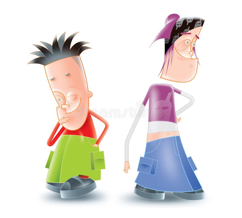 Two cartoon characters stock illustration. Illustration of fashion ...