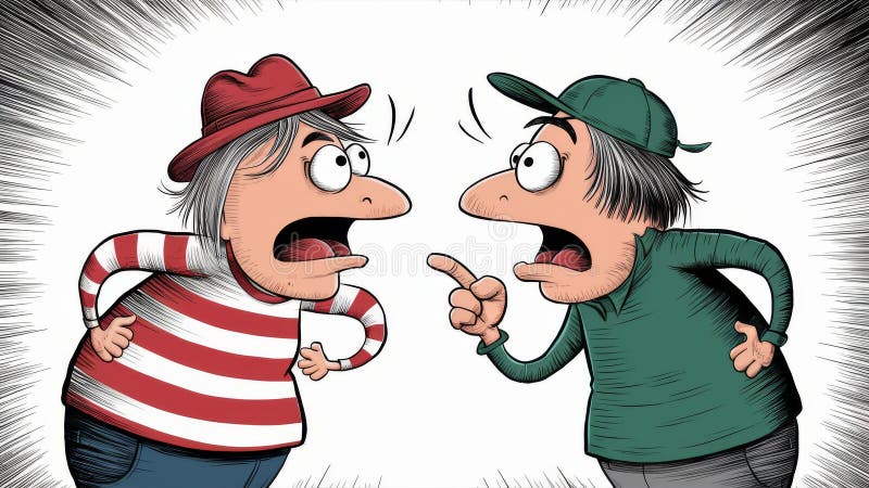 Two Cartoon Characters are Arguing with Each Other, AI Stock ...