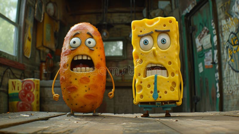 Two Cartoon Characters are Standing Next To Each Other, AI Stock Image ...