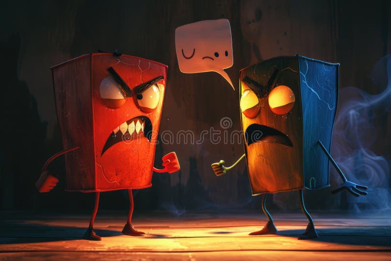 Two Cartoon Characters Standing Together Stock Illustration ...