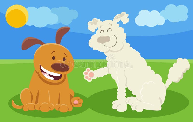 Two Cartoon Dogs Comic Animal Characters Stock Vector - Illustration of ...