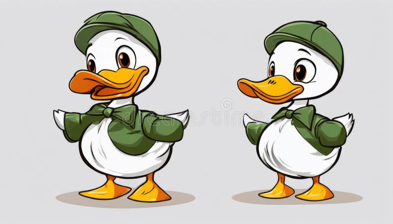 Two Cartoon Ducks Wearing Hats and Jackets Stock Illustration ...