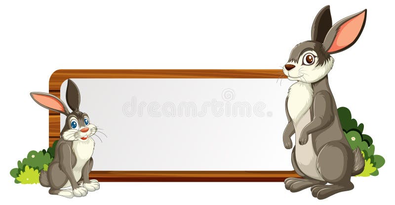 Two Rabbits beside an Empty Banner Stock Vector - Illustration of ...