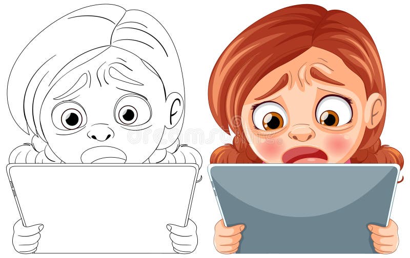 Two Cartoon Reacting with Shock and Worry Stock Vector - Illustration ...