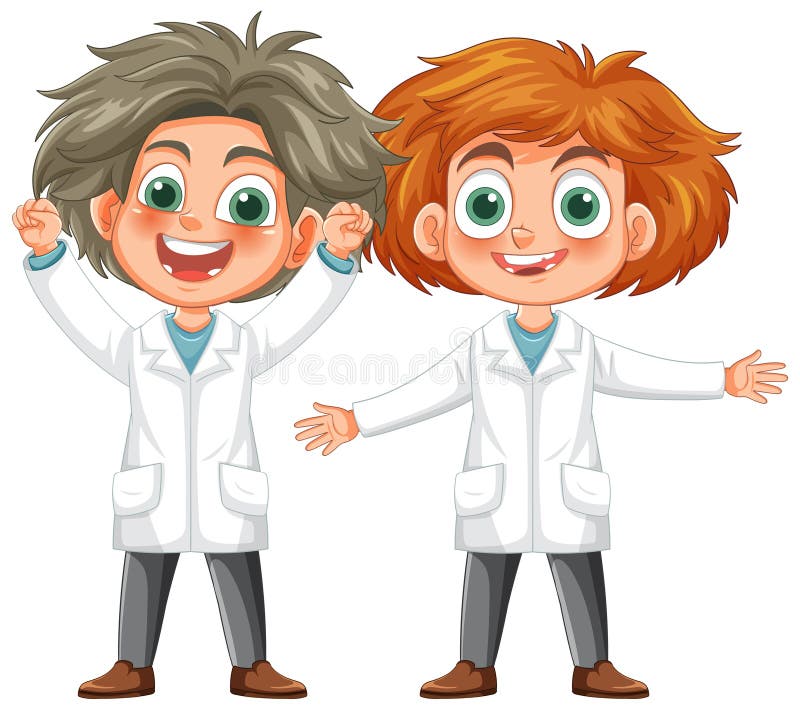 Two cartoon scientists stock vector. Illustration of achievement ...