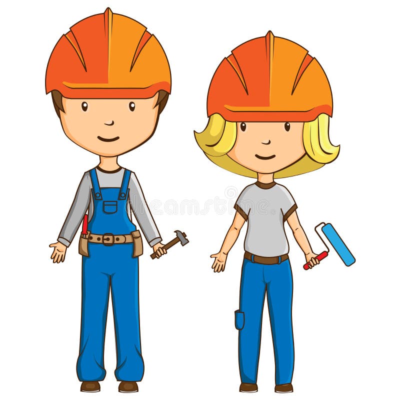 Two cartoon style workers stock vector. Illustration of foreman - 41010310