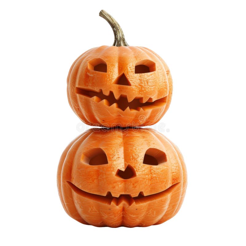Two Carved Pumpkins Stacked on Top of Each Other Stock Image ...