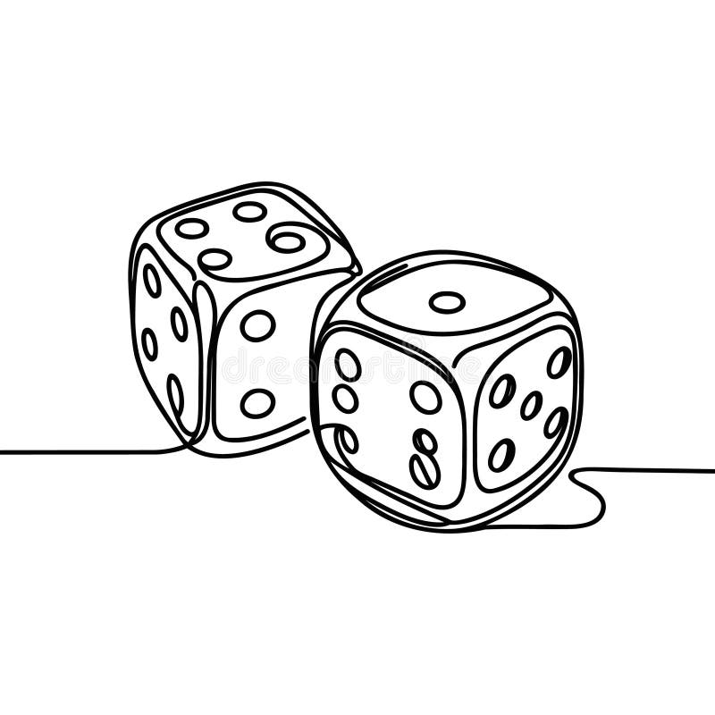 Two Casino Dices. Continuous One Line Drawing Style. Vector ...