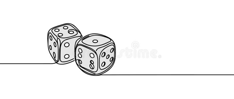 Two Casino Dices. Continuous One Line Drawing Style. Vector ...