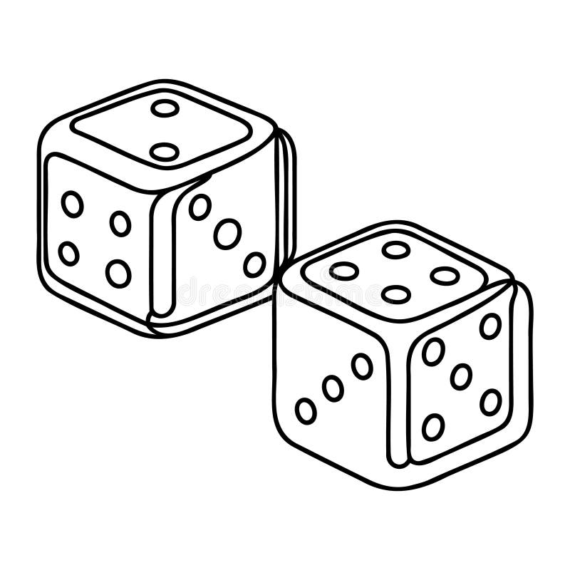 Two Casino Dices. Continuous One Line Drawing Style. Vector ...