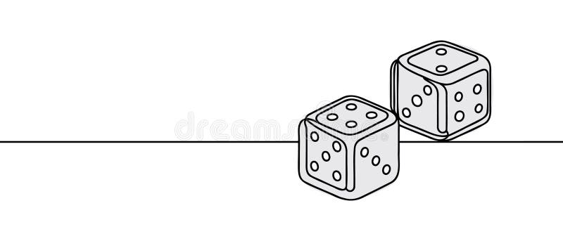 Two Casino Dices. Continuous One Line Drawing Style. Vector ...