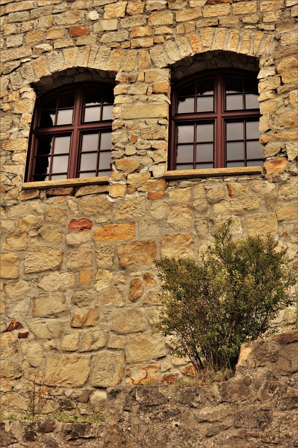Two Castle Windows in the Sandstone Wall. Stock Photo - Image of castle ...