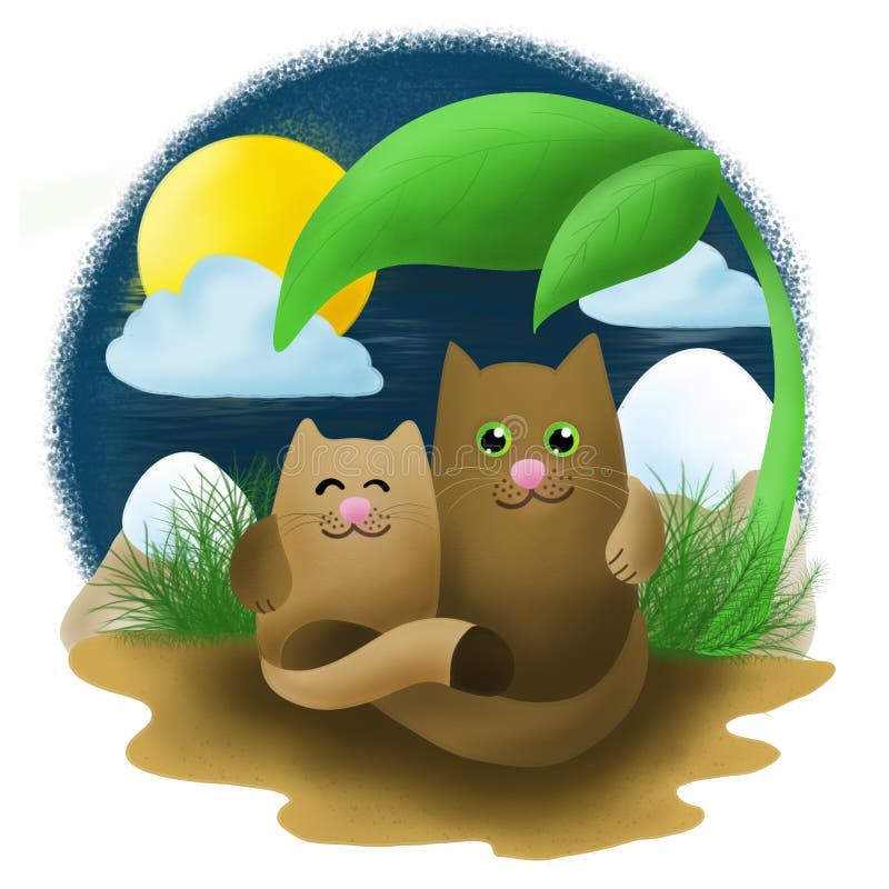 Two Cat Friends Under Leafs Stock Image - Image of friendly, background ...