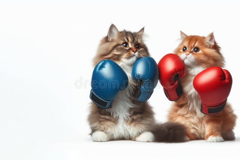 Two Cats in Boxing Gloves. Space for Text. Stock Image - Image of pair ...