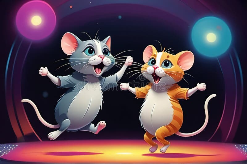 Two Cats Dancing in a Disco at 20-9-2024 Stock Illustration ...