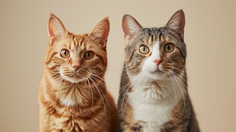 A Pair of Cats Sitting Together Stock Illustration - Illustration of ...