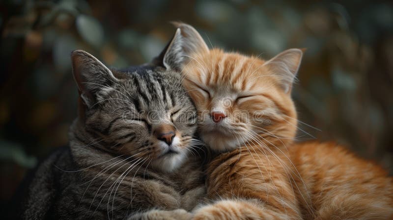 Two Cats Embracing in Golden Sunlight Stock Photo - Image of warm ...