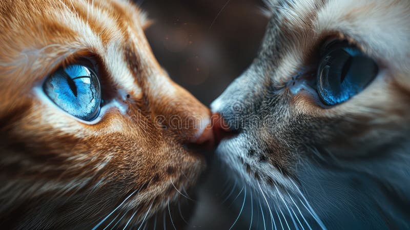 Two Cats Engaging in a Stare - a Captivating Moment of Feline ...