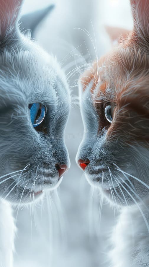 Two Cats Engaging in a Stare - a Captivating Moment of Feline ...
