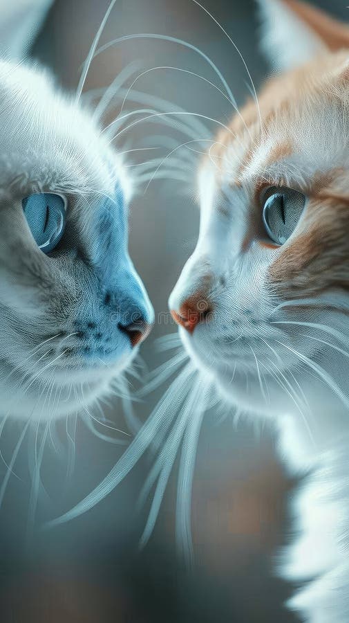 Two Cats Engaging in a Stare - a Captivating Moment of Feline ...