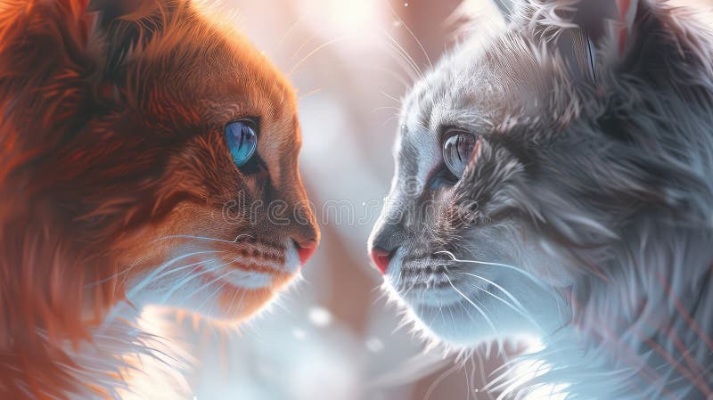 Two Cats Engaging in a Stare - a Captivating Moment of Feline ...
