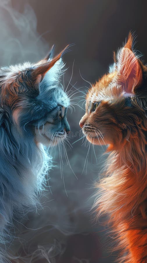 Two Cats Engaging in a Stare - a Captivating Moment of Feline ...