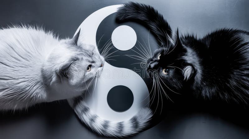 Two Cats Face To Face with Artistic Overlay Effect Stock Illustration ...