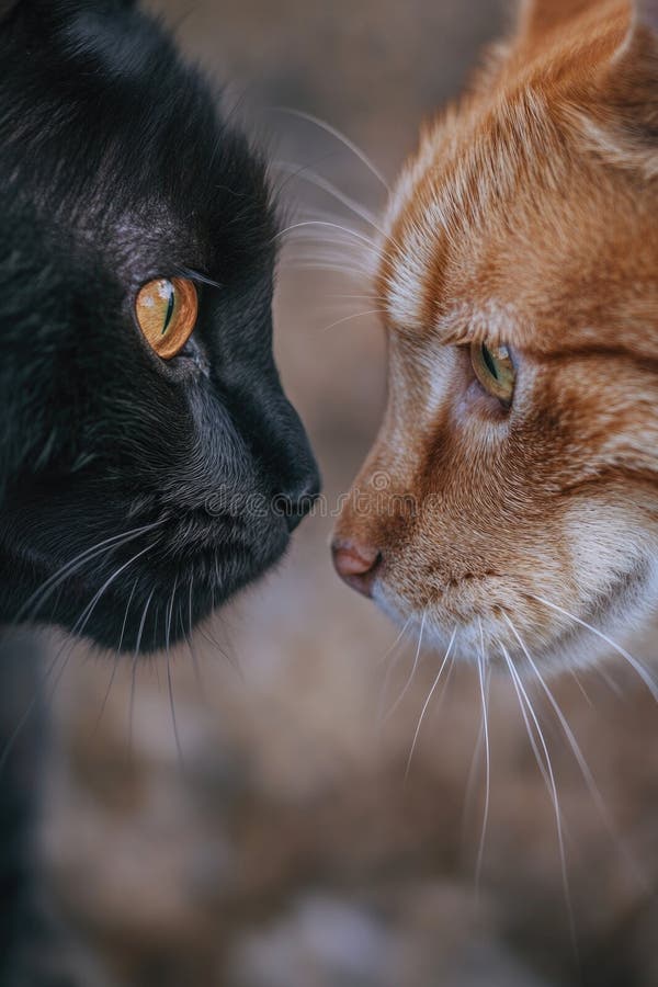 Two Cats Facing Each Other stock image. Image of felines - 376189201