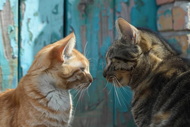 Two Cats Fall in Love at First Sight. Stock Image - Image of eyes, pets ...