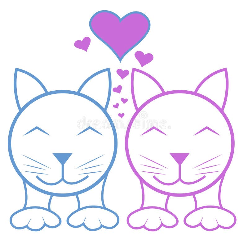 Two cats stock vector. Illustration of happy, couple - 56622751