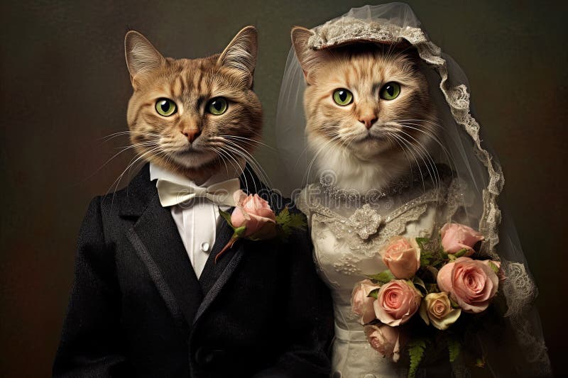 Two Cats Just Married Illustration Generative Ai Stock Illustration ...