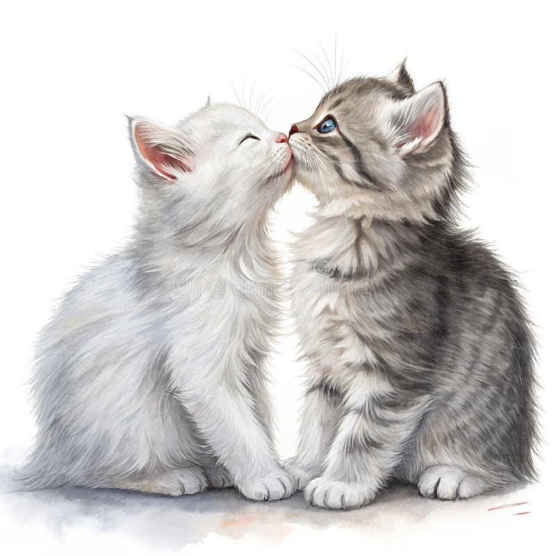 Two Cats Kissing Each Other Stock Illustration - Illustration of ...