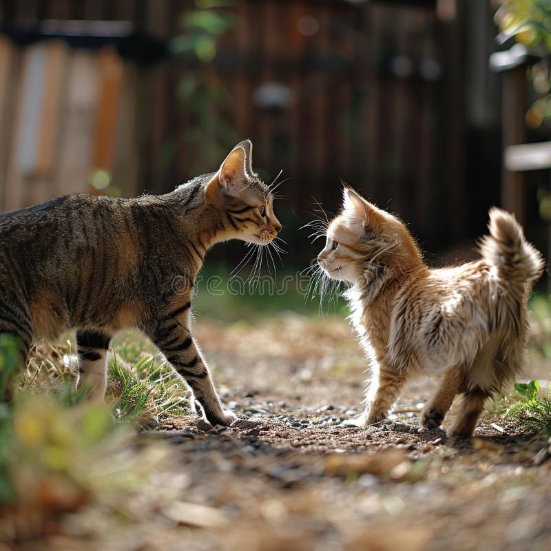Two Cats Meet Backyard Garden Stock Photos - Free & Royalty-Free Stock ...