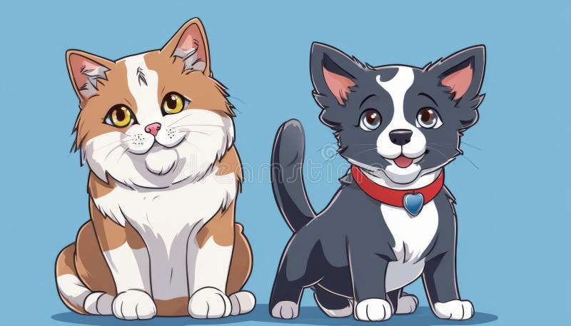 Two Cats, One Orange and White, One Black and White, Sitting Next To ...