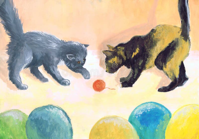 Two cats play together stock image. Image of fluffy, indoors - 20758307