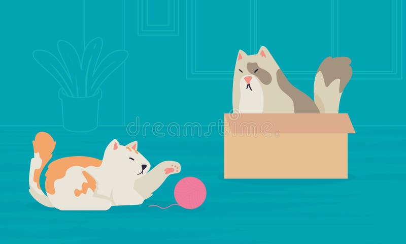 Two cats playing stock illustration. Illustration of pair - 271147831