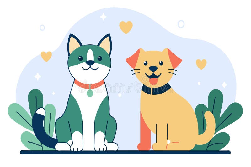 Two Cats are Seated Side by Side, Facing in the Same Direction. they ...