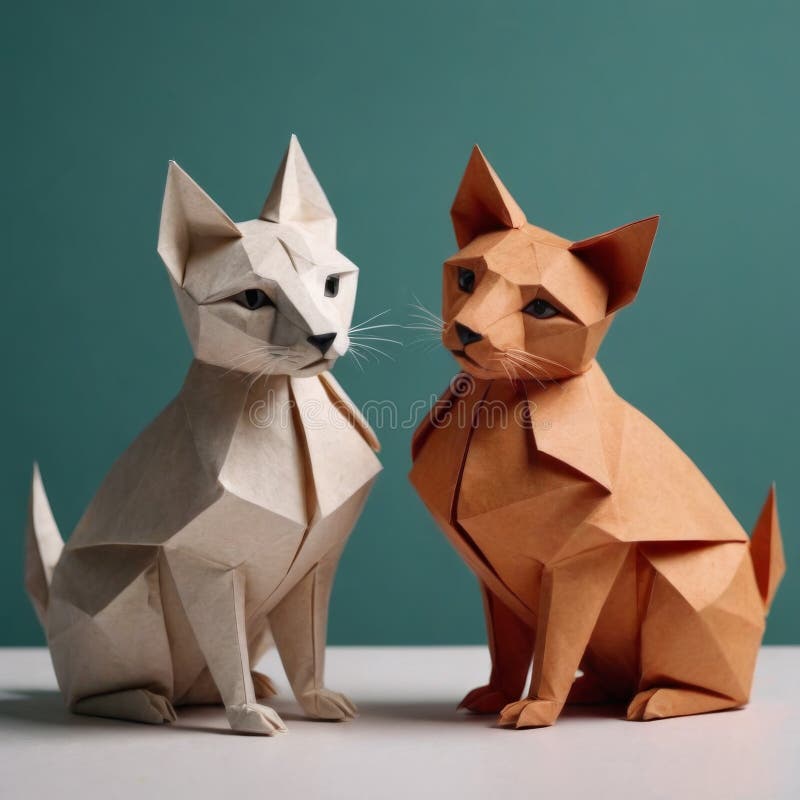 Two Cats Sitting Next To Each Other on a Table Stock Illustration ...