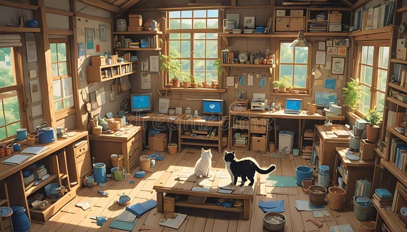 Two Cats Sitting on a Table in a Room Stock Image - Image of animals ... Two Cats Sitting on a Table in a Room Stock Image - Image of animals ...